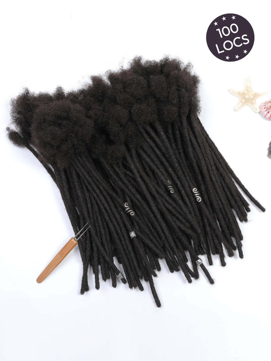 100 Locs Bundle of Standard Loc Extensions Handmade 100% Human Hair – D.E