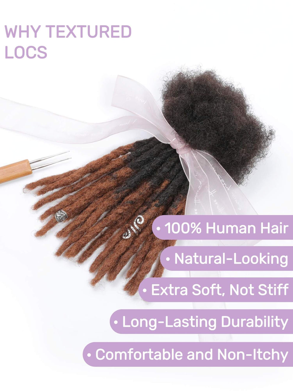 Ombre T1B/30 Honey Tips Anwi Textured Human Hair Loc Extensions – D.E
