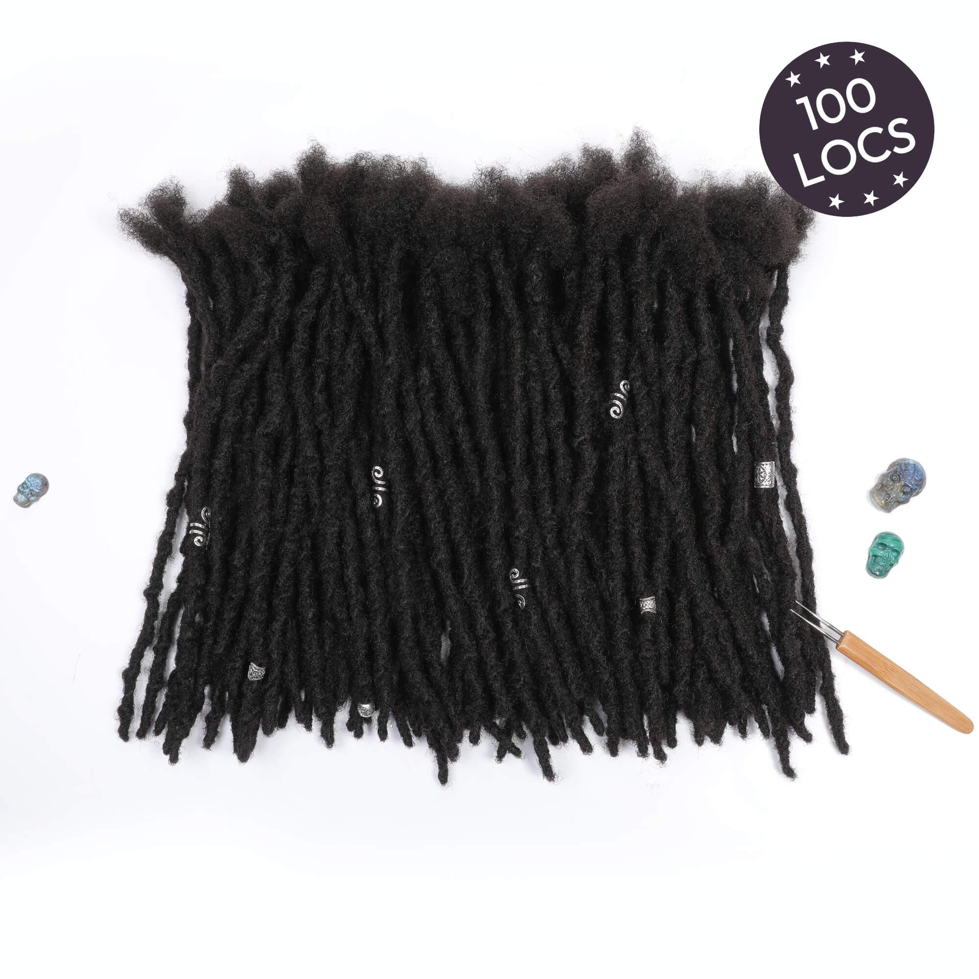 100 Locs Bundle Anwi Textured Human Loc Extensions Permanent Dreadlock ...