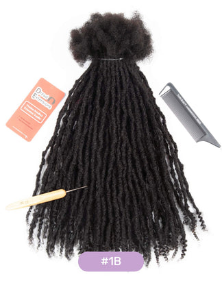 100% Human Hair Textured Interlocked Loc Extensions with Curly Ends – D.E