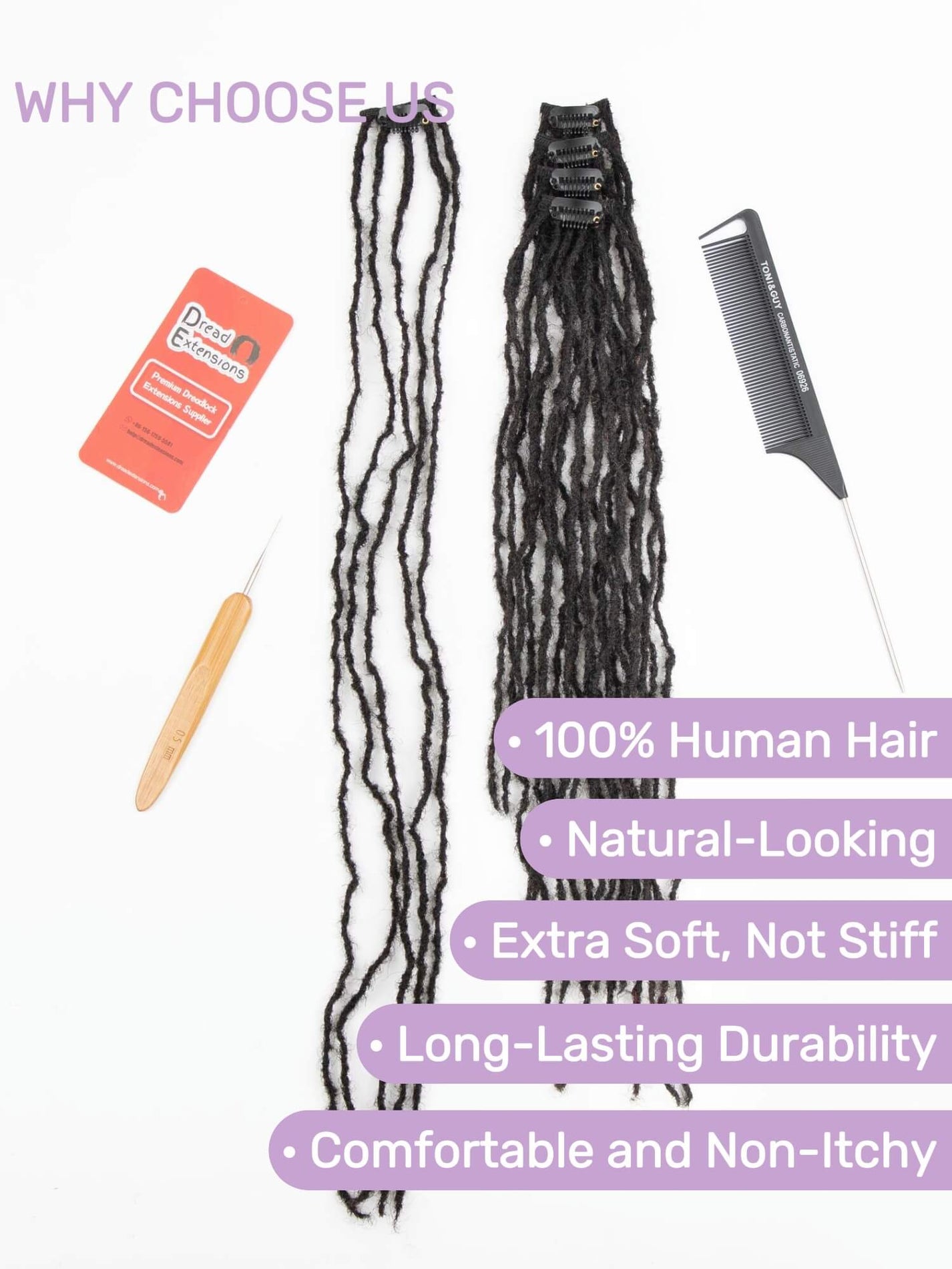 Clip-In Human Hair Locs Extensions 0.2cm Sisterlocks, Customizable – D.E