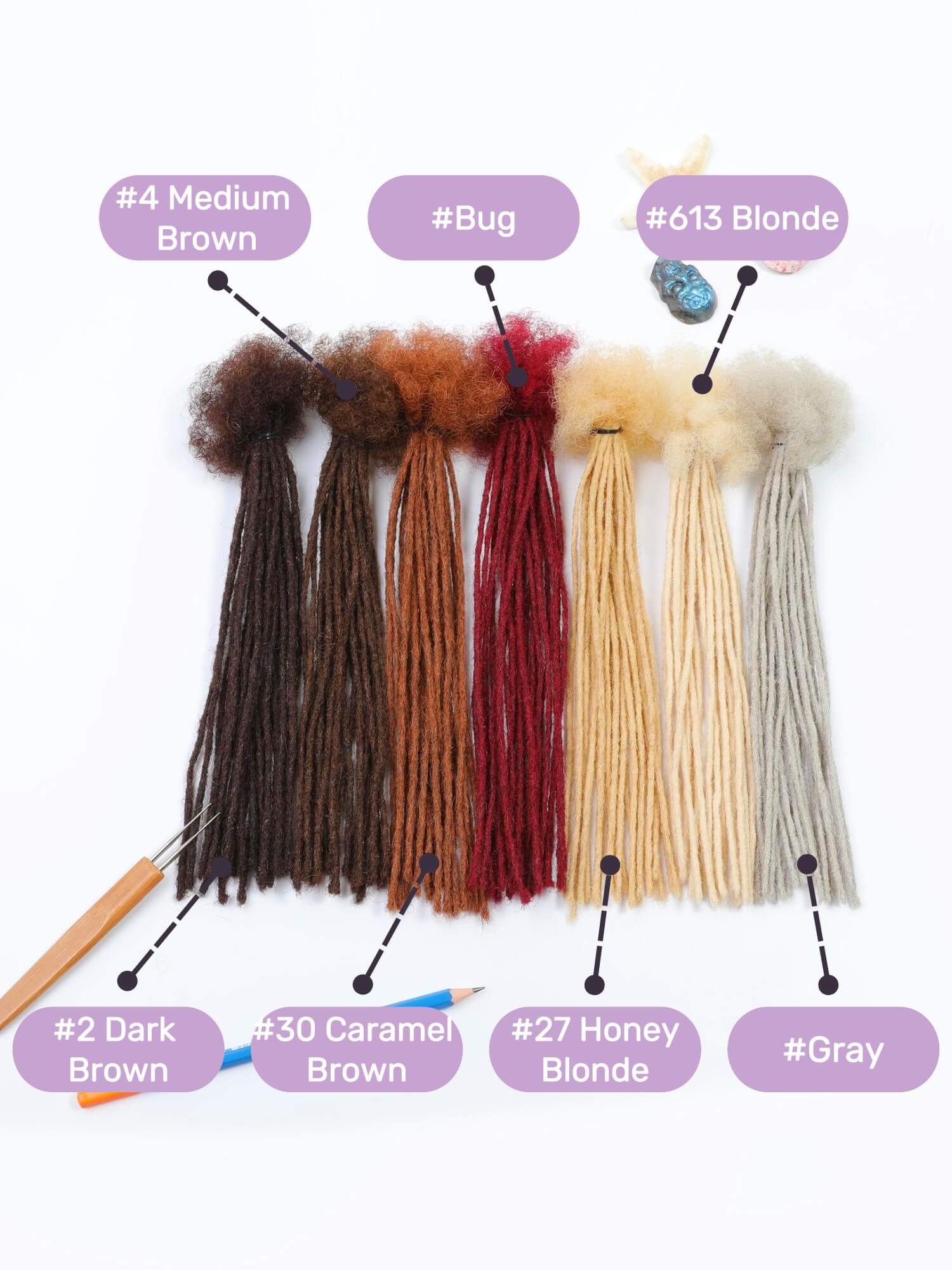 0.2cm Thickness Micro Locs Extensions Human Hair Colors Available – D.E