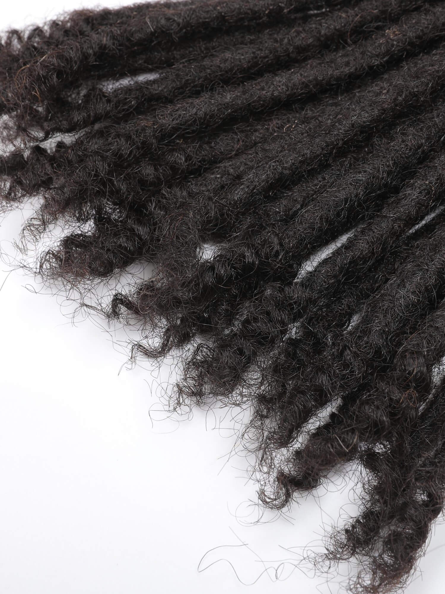 100% Human Hair Loc Extensions with Curly Ends Natural Black Color – D.E