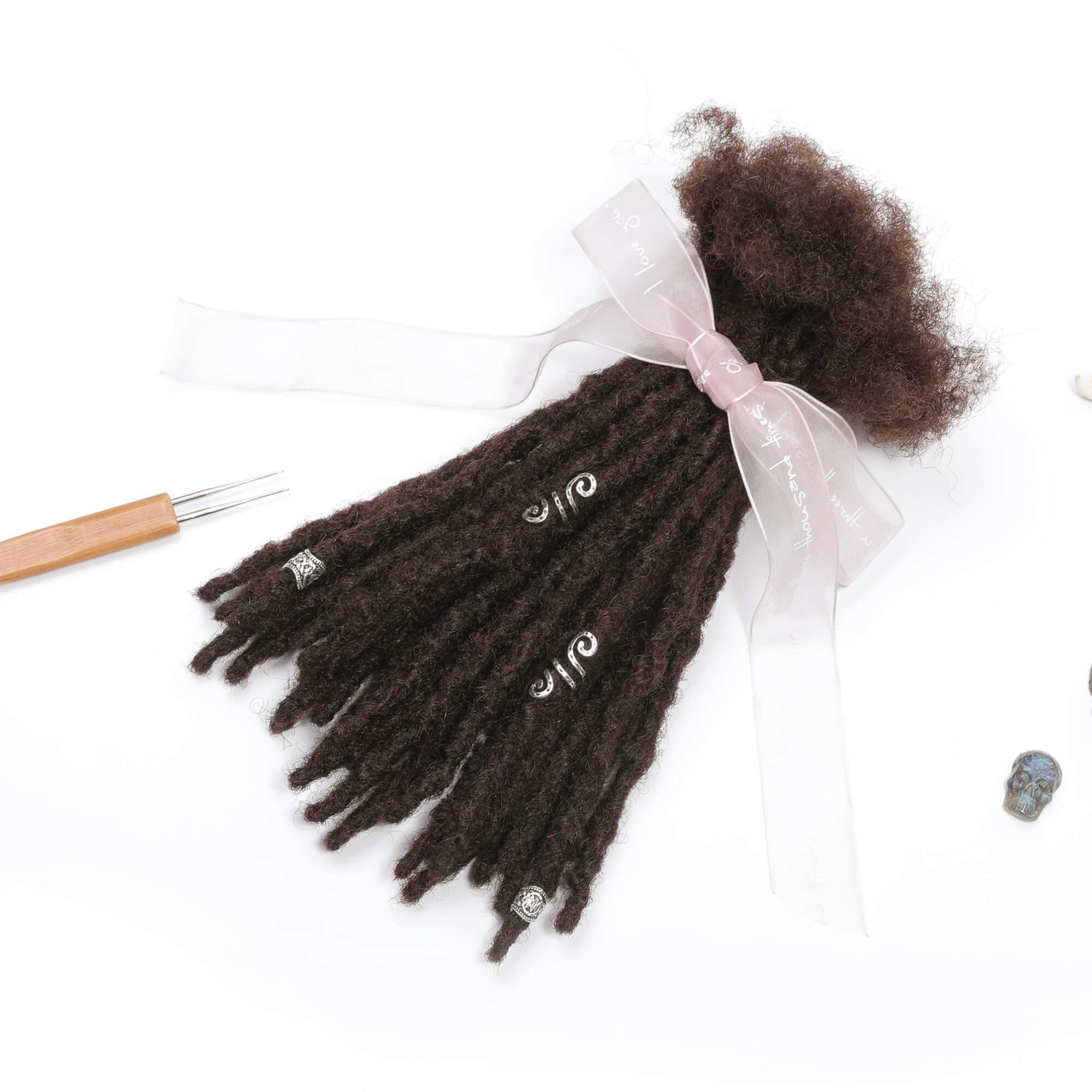 100% Human Hair Anwi Textured Loc Extensions Dark Brown Color – D.E