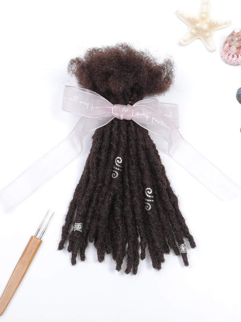 100% Human Hair Anwi Textured Loc Extensions Dark Brown Color – D.E