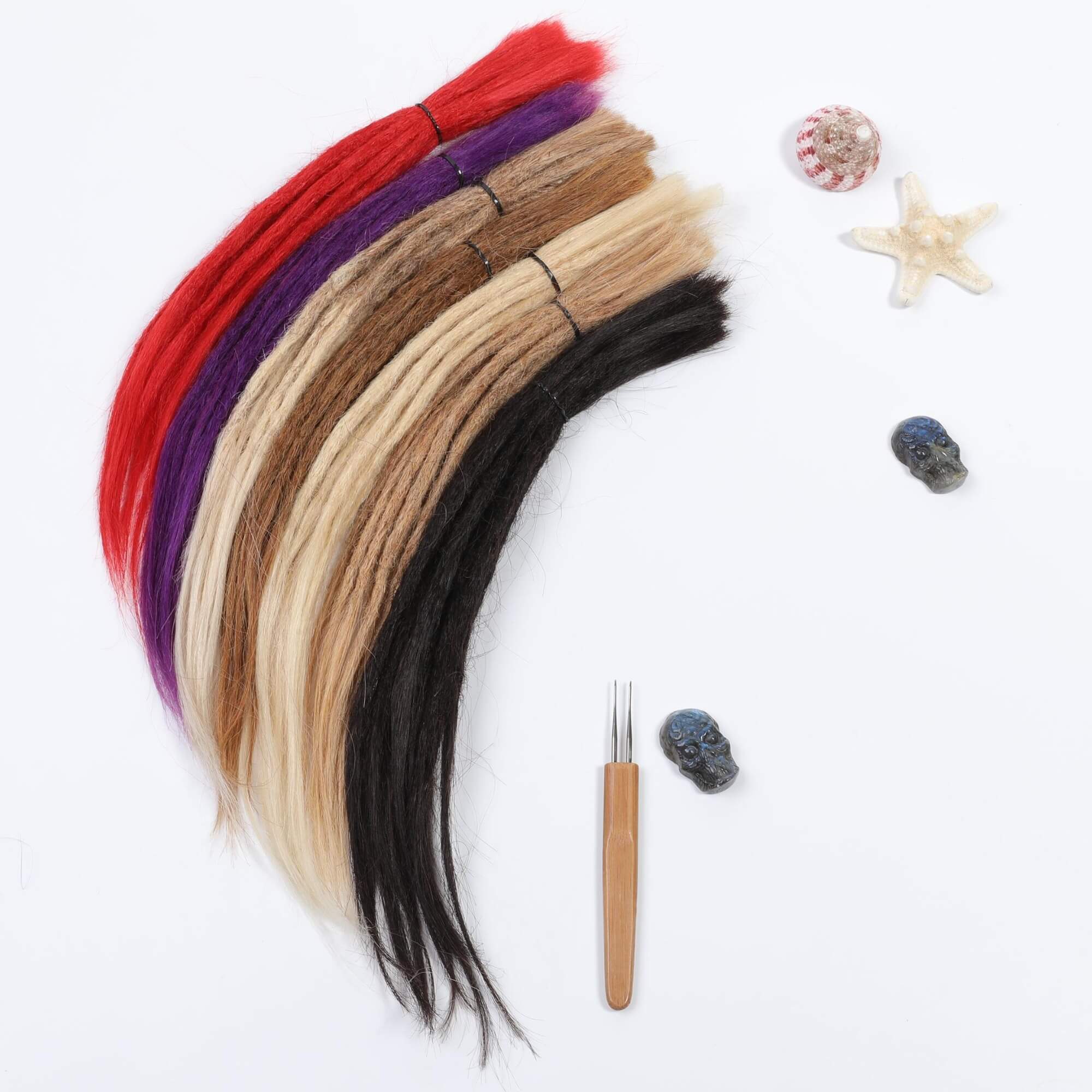 Handmade Human Hair Dreadlock Extensions Single Ends Straight Hair – D.E