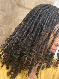 100% Human Hair Loc Extensions with Curly Ends Natural Black Color – D.E-BL