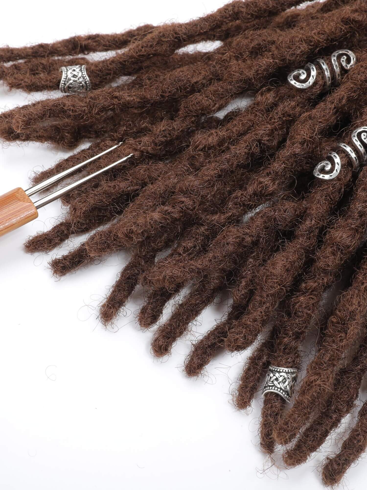 100% Human Hair Anwi Textured Loc Extensions Medium Brown Color – D.E