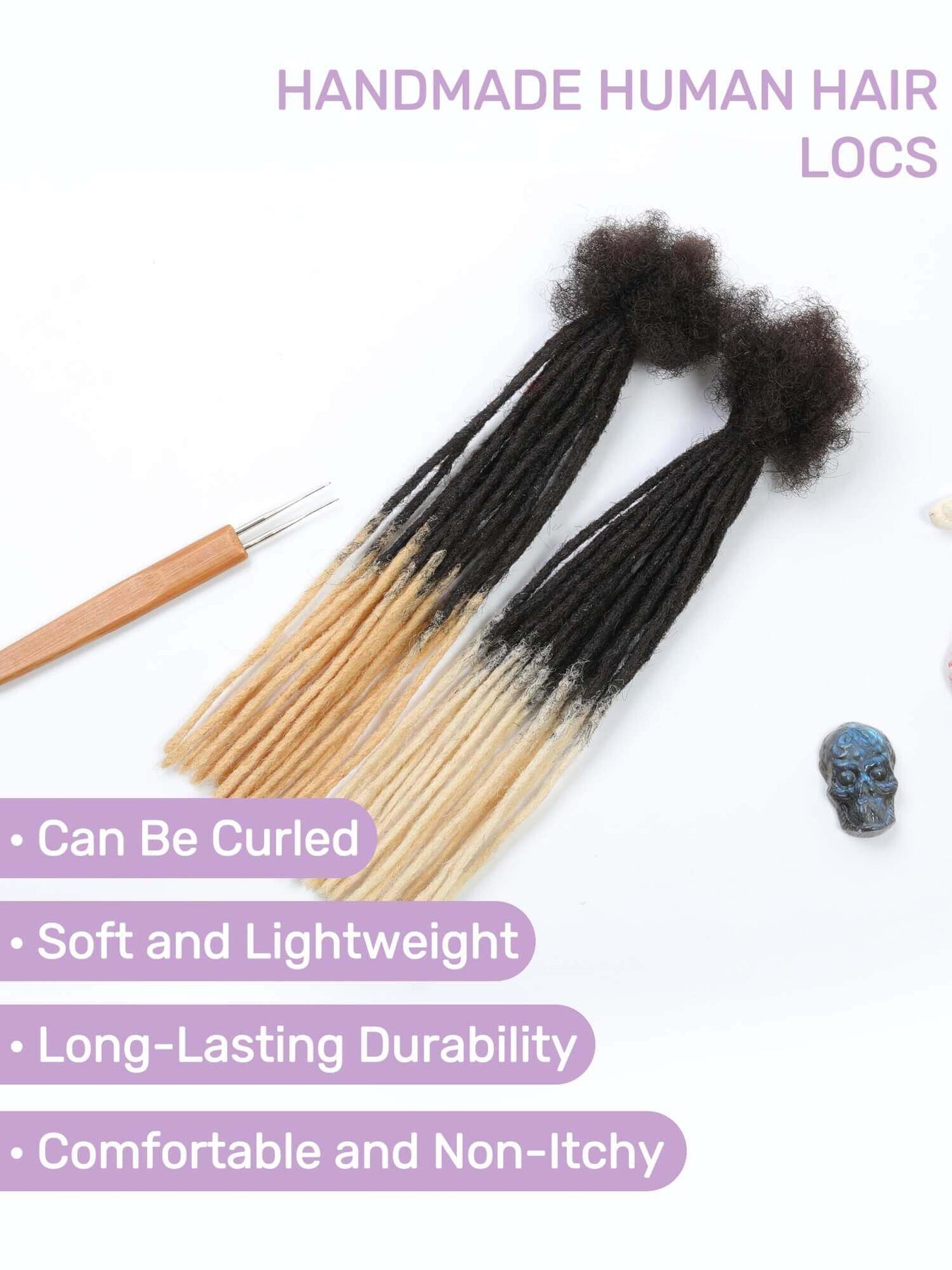 Ombre Human Hair Micro Locs Extensions 0.2cm Thickness SisterLocs – D.E