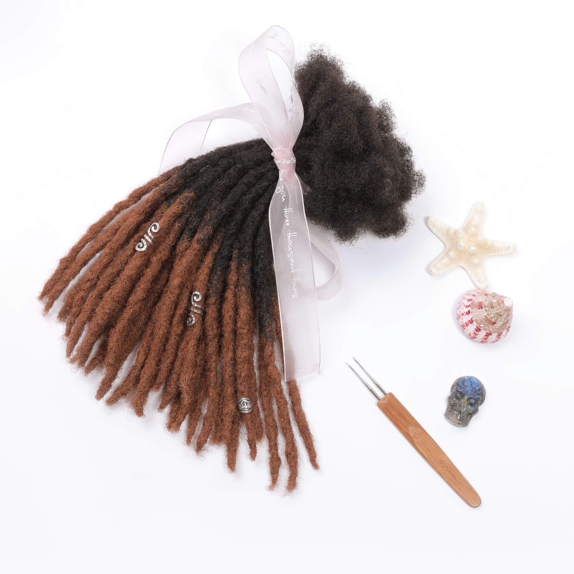 Ombre T1B/30 Honey Tips Anwi Textured Human Hair Loc Extensions – D.E