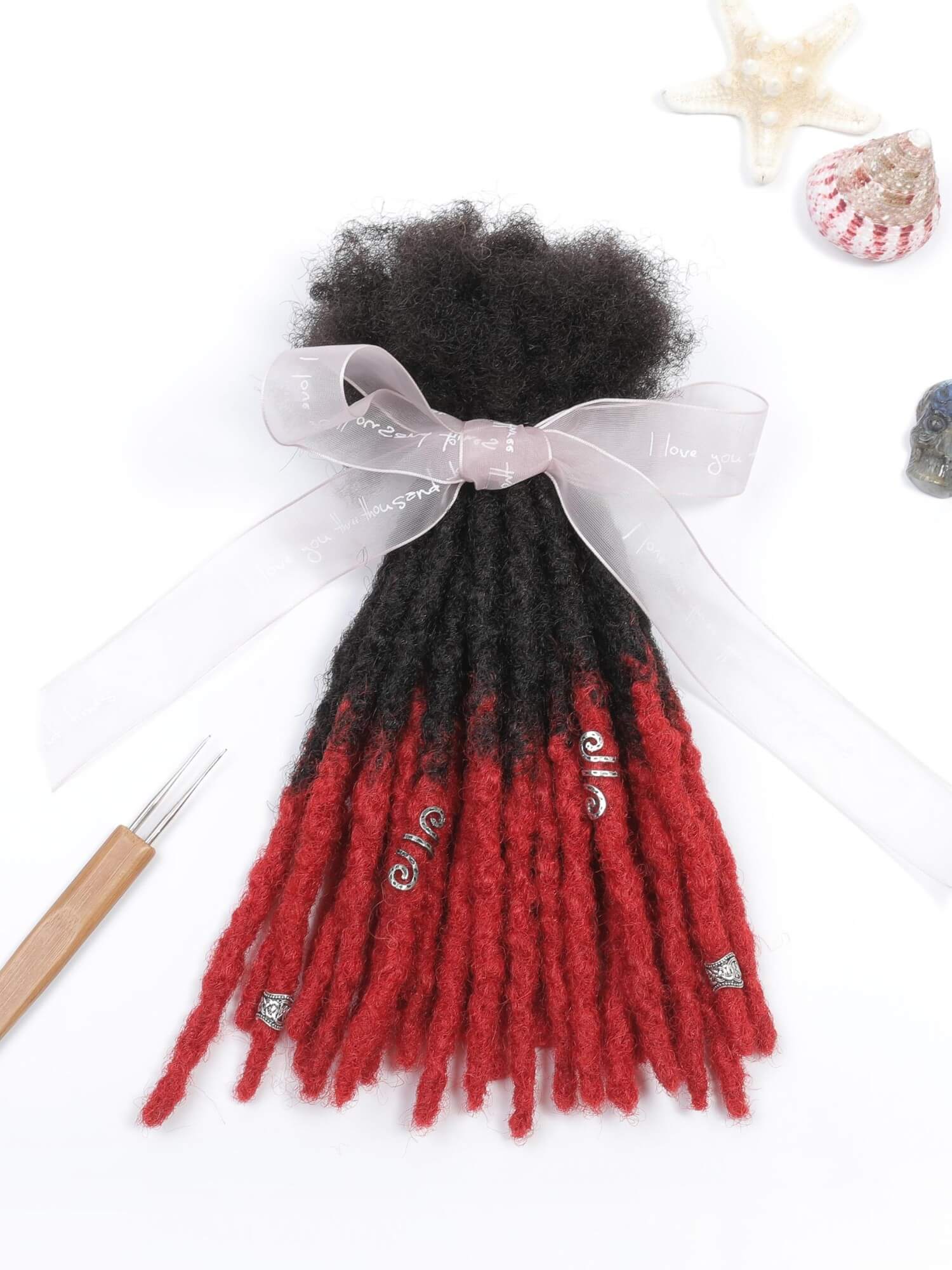 Ombre T1B/Red Tips Anwi Textured Human Hair Loc Extensions – D.E