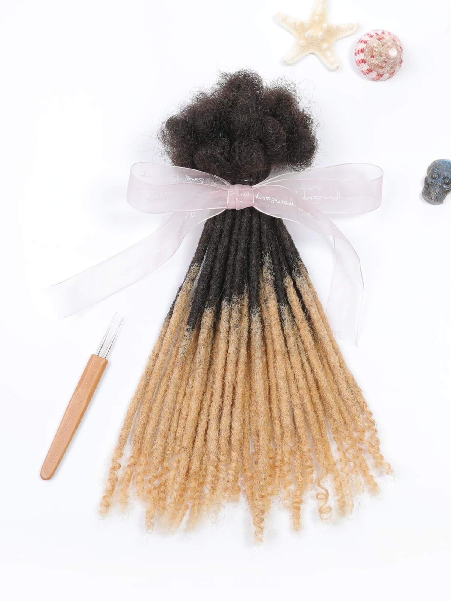 Ombre T1b/27 Handmade 100% Human Hair Loc Extensions with Curly Tips – D.E