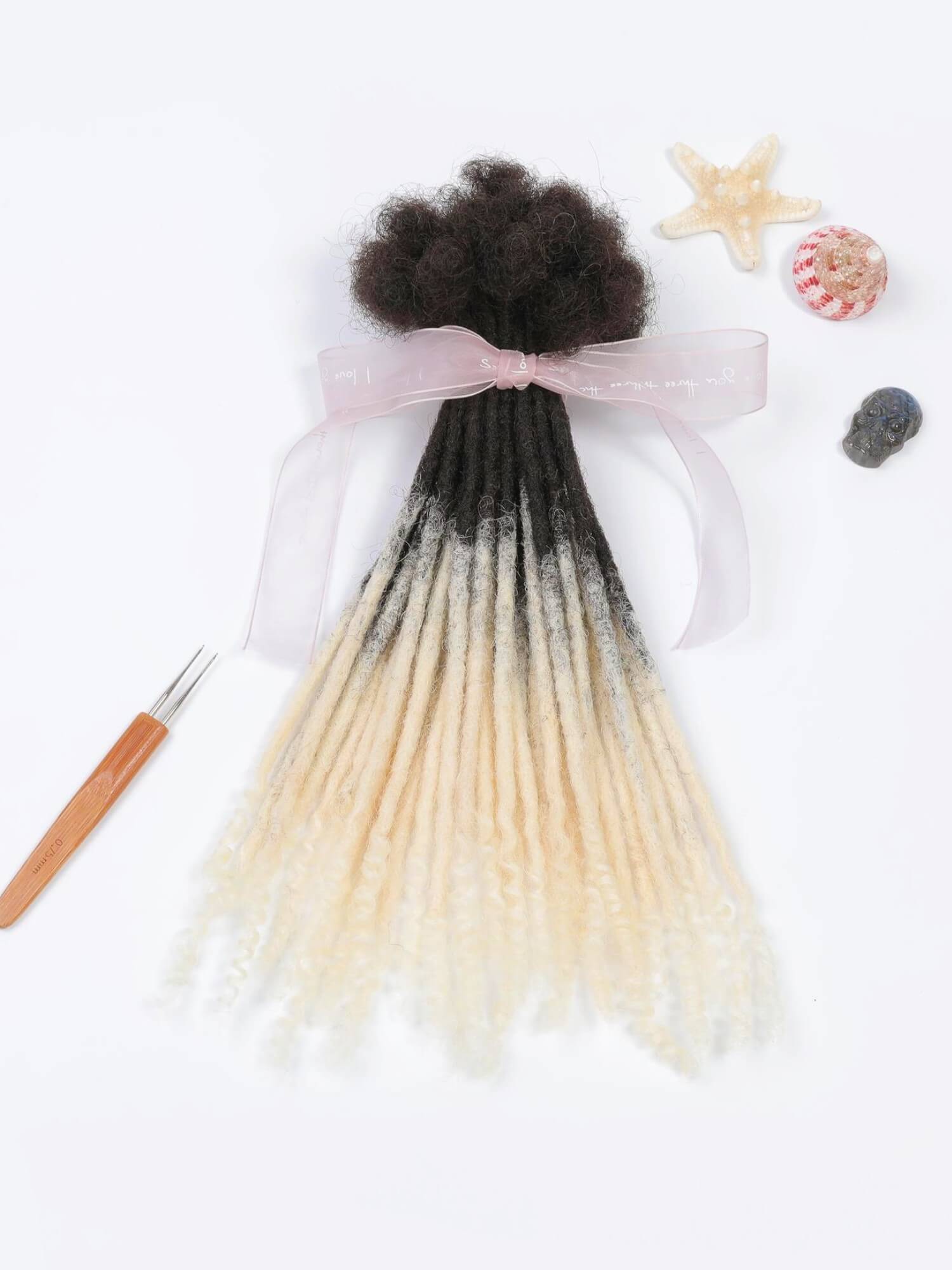 Ombre T1b/613 Handmade 100% Human Hair Loc Extensions with Curly Tips – D.E