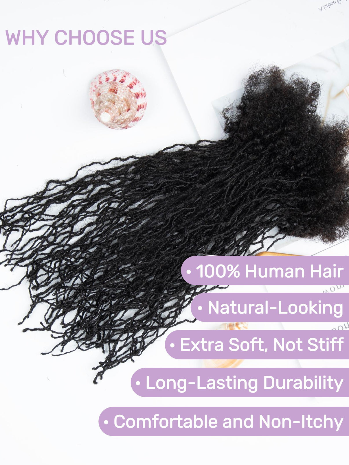 Sisterlock Extensions 100% Human Hair, Handmade Ultra-Thin 0.1cm Locs – D.E
