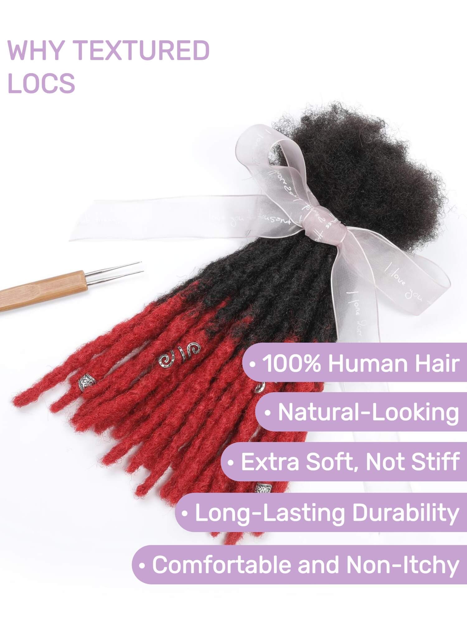 Ombre T1B/Red Tips Anwi Textured Human Hair Loc Extensions – D.E